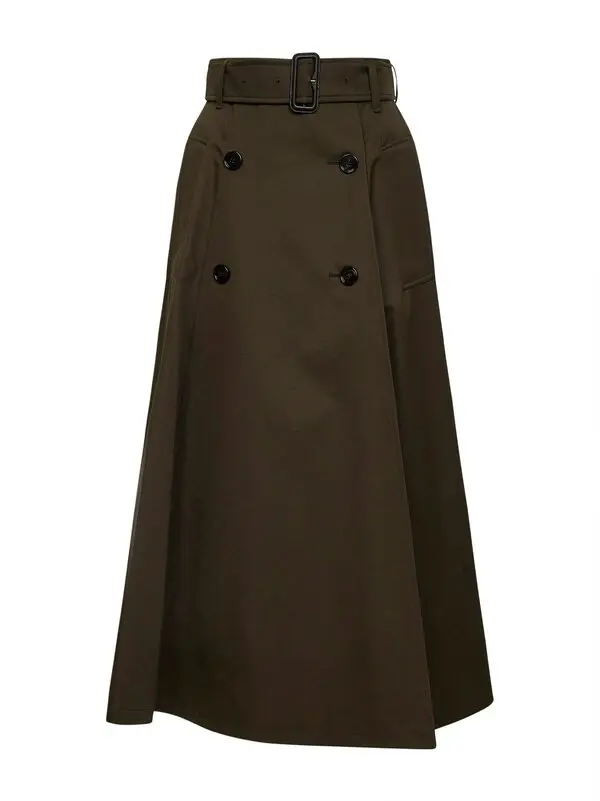 Burberry Juniper Green Gabardine Midi Trench Skirt - Multicolor