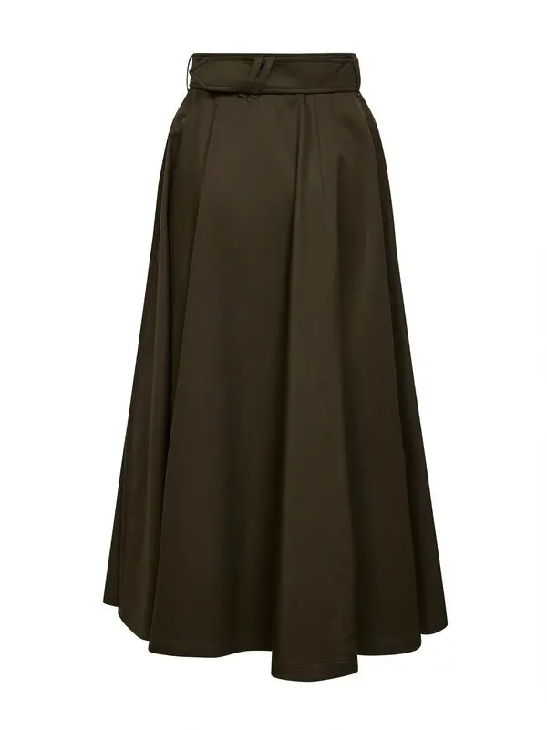 Burberry Juniper Green Gabardine Midi Trench Skirt - Multicolor