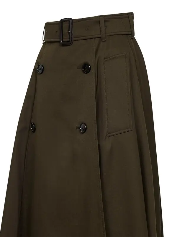 Burberry Juniper Green Gabardine Midi Trench Skirt - Multicolor