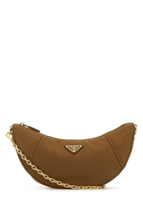 Prada Re-nylon Demi-lune Shoulder Bag - Brown