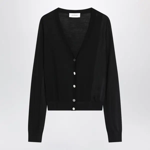 Sportmax Wool V-neck Cardigan With Logoed Buttons