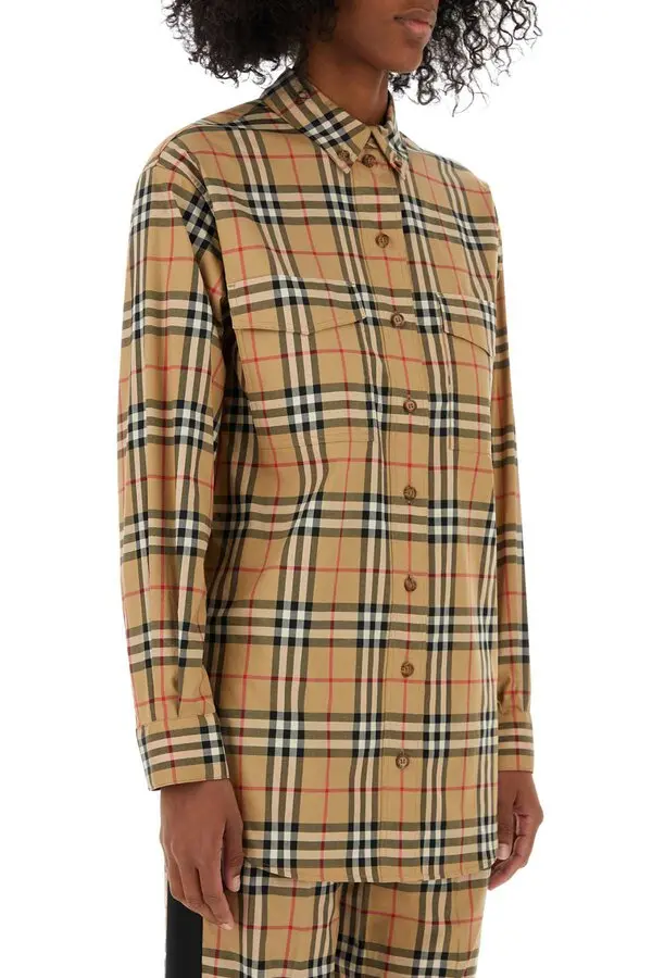 Burberry Embroidered Stretch Cotton Shirt