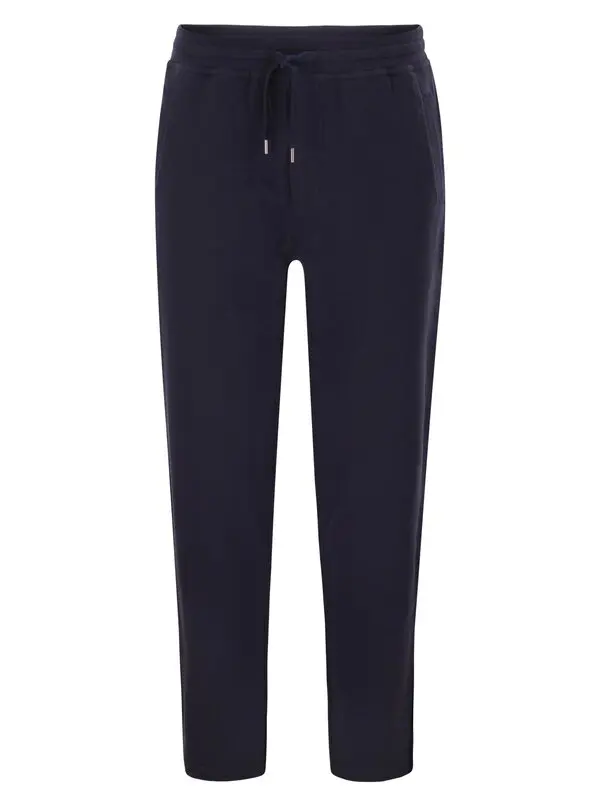 Brunello Cucinelli Techno Cotton Fleece Trousers - Blue