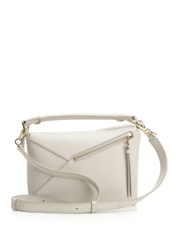 Loewe Small Puzzle Edge Bag In Soft Grained Calfskin - White