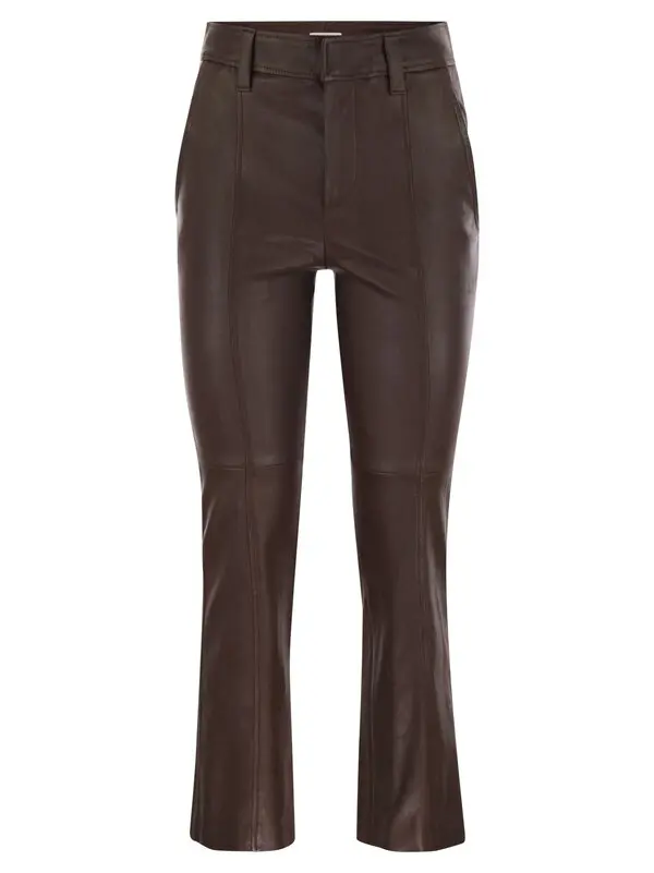 Brunello Cucinelli Stretch Nappa Leather Square Cigarette Trousers With Jewellery Embellishment - Multicolor