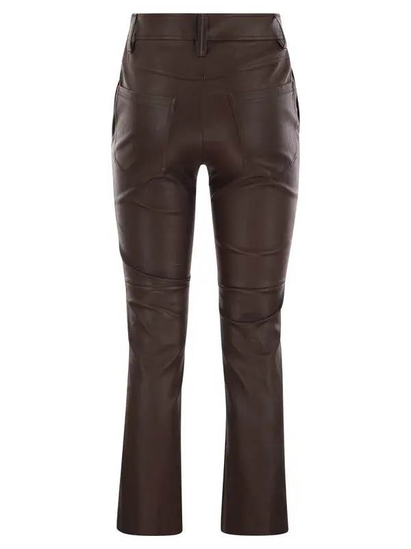 Brunello Cucinelli Stretch Nappa Leather Square Cigarette Trousers With Jewellery Embellishment - Multicolor