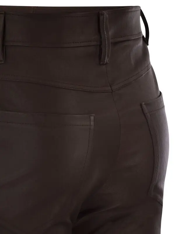 Brunello Cucinelli Stretch Nappa Leather Square Cigarette Trousers With Jewellery Embellishment - Multicolor