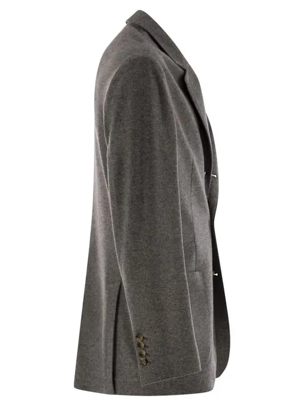 Brunello Cucinelli Cashmere Jersey Blazer With Patch Pockets - Gray
