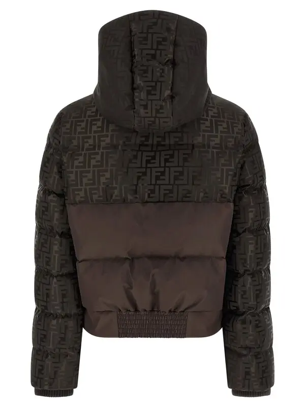 Fendi Ff Jacquard Nylon Down Jacket With Hood