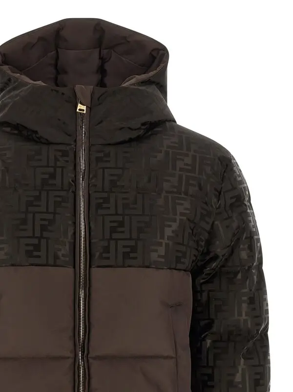 Fendi Ff Jacquard Nylon Down Jacket With Hood