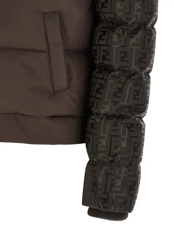 Fendi Ff Jacquard Nylon Down Jacket With Hood