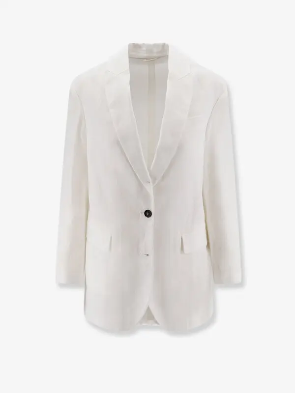 Brunello Cucinelli White Cotton Blazer - Multicolor