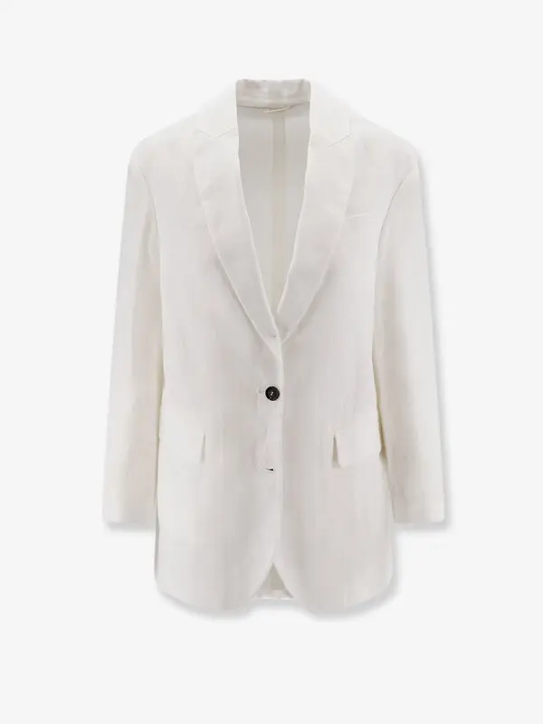 Brunello Cucinelli White Cotton Blazer - Multicolor