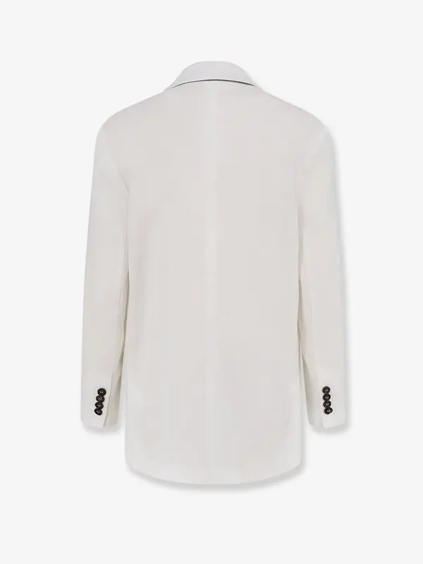 Brunello Cucinelli White Cotton Blazer - Multicolor