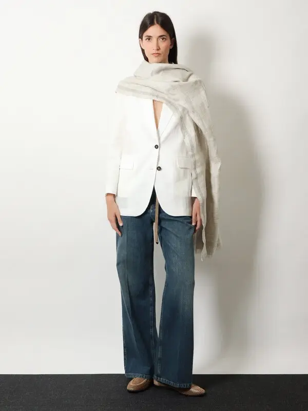 Brunello Cucinelli White Cotton Blazer - Multicolor