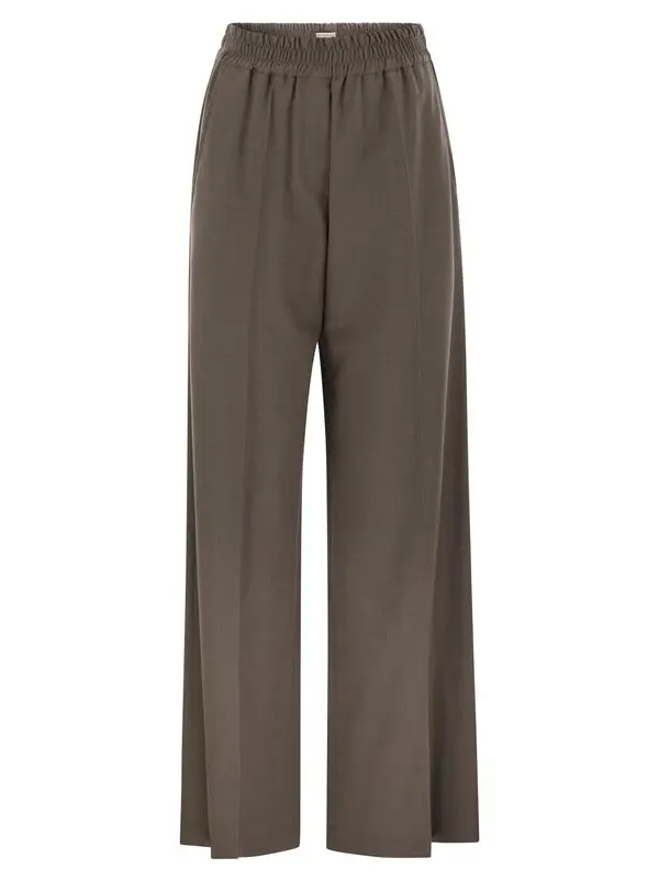 Brunello Cucinelli Tropical Luxury Wool Loose Trousers - Multicolor