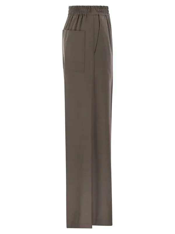 Brunello Cucinelli Tropical Luxury Wool Loose Trousers - Multicolor