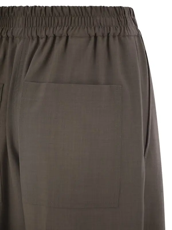 Brunello Cucinelli Tropical Luxury Wool Loose Trousers - Multicolor