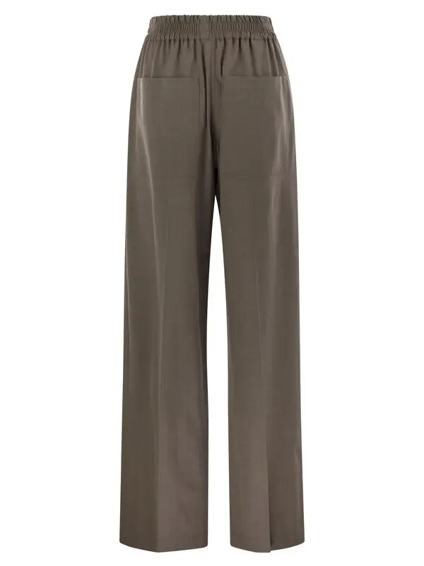 Brunello Cucinelli Tropical Luxury Wool Loose Trousers - Multicolor