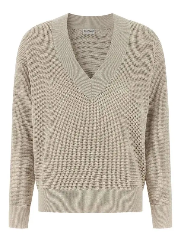 Brunello Cucinelli Ribbed Striped Cotton Sweater
