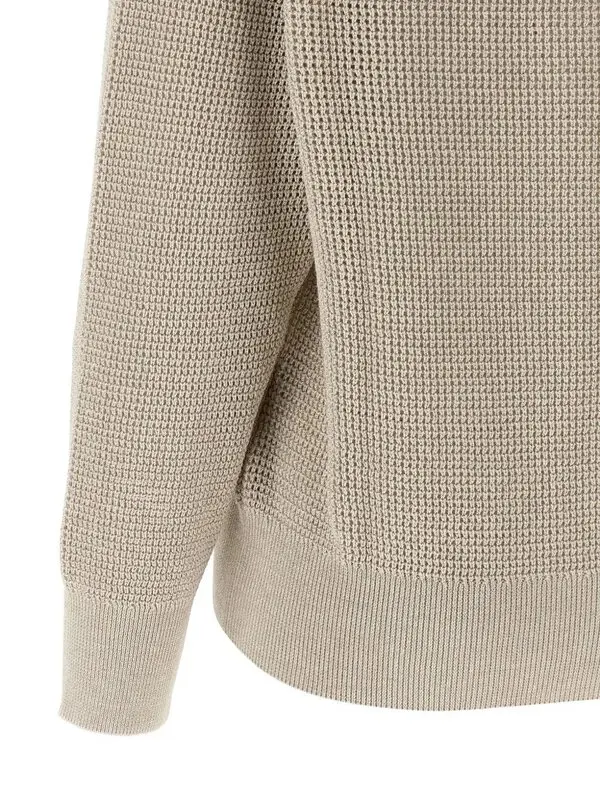 Brunello Cucinelli Ribbed Striped Cotton Sweater