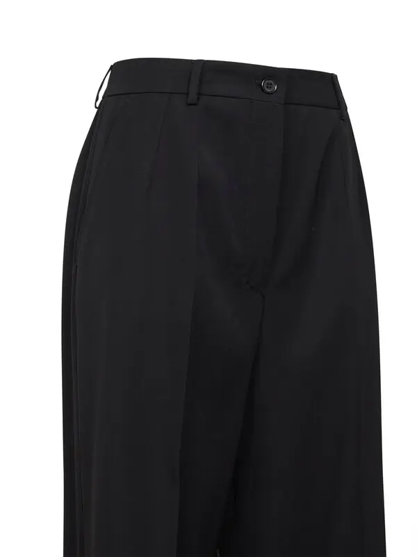 Dolce & Gabbana Black Wool Gabardine Straight Trousers - Multicolor