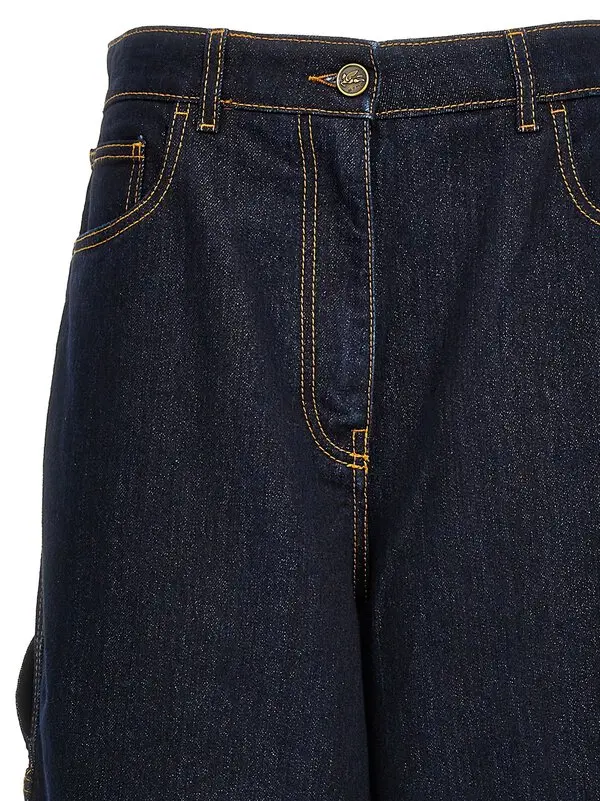 Etro Sparkling Effect Wide Leg Jeans - Blue