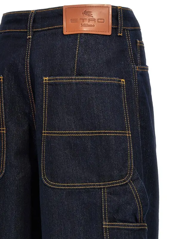 Etro Sparkling Effect Wide Leg Jeans - Blue