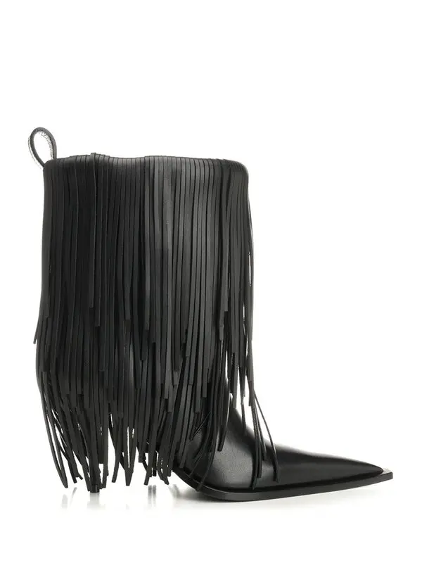 Balenciaga Avenue Fringe Ankle Boots - Black