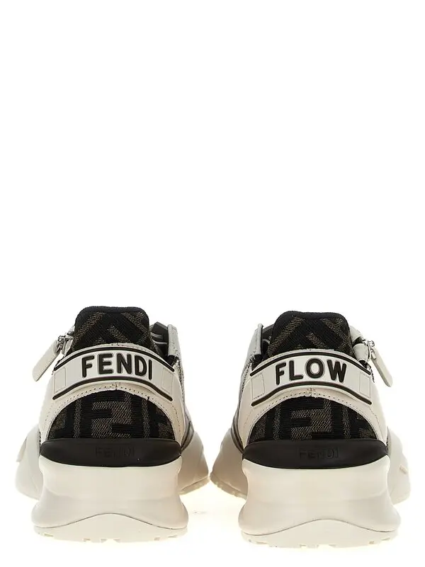 Fendi Flow Leather Sneakers With Ff Jacquard Details - Multicolor