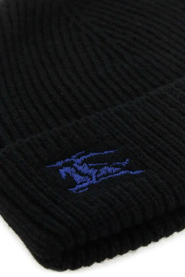 Burberry Ribbed Cashmere Beanie Hat - Black