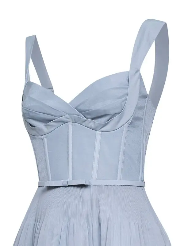 Zimmermann Steel Blue Pleated Mini Dress
