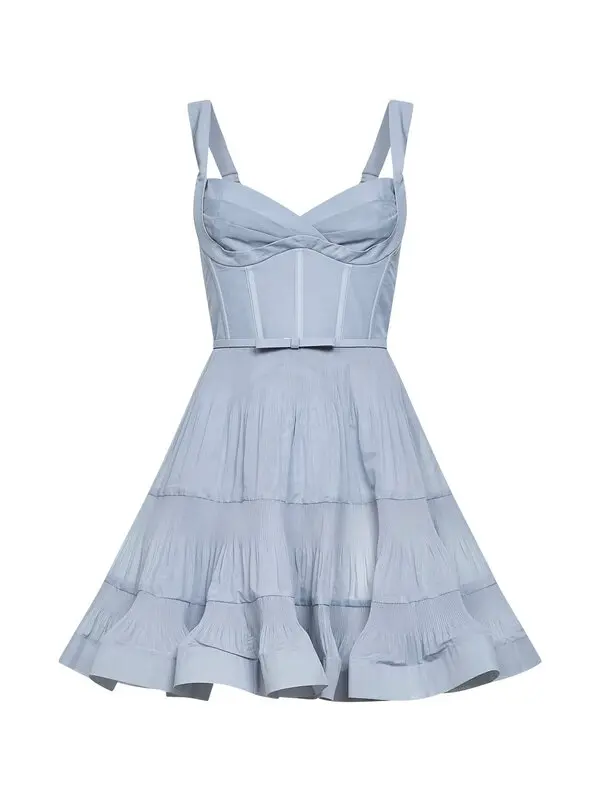 Zimmermann Steel Blue Pleated Mini Dress