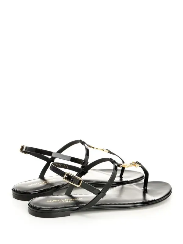 Saint Laurent Cassandra Flat Sandals - Black