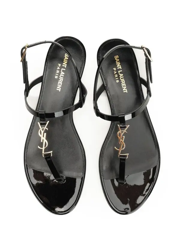 Saint Laurent Cassandra Flat Sandals - Black