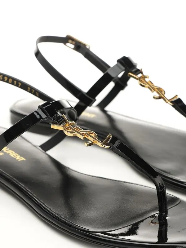 Saint Laurent Cassandra Flat Sandals - Black