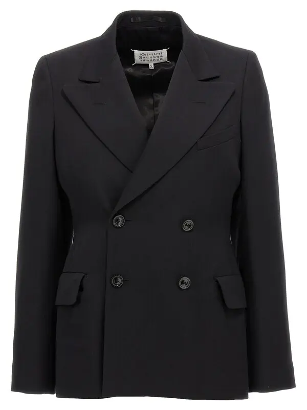 MAISON MARGIELA Double-breasted Wool Blazer - Black
