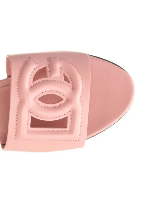 Dolce & Gabbana Calfskin Slides With Dg Logo - Multicolor