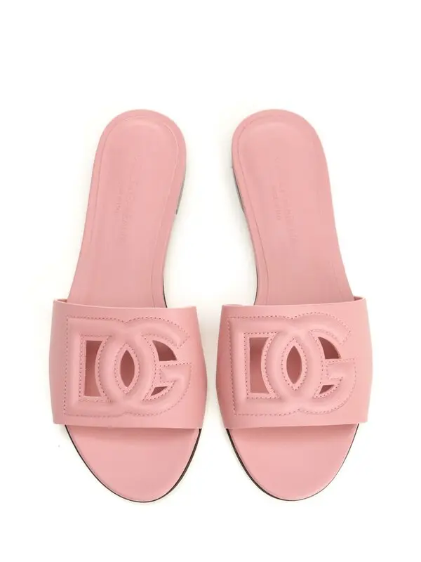 Dolce & Gabbana Calfskin Slides With Dg Logo - Multicolor