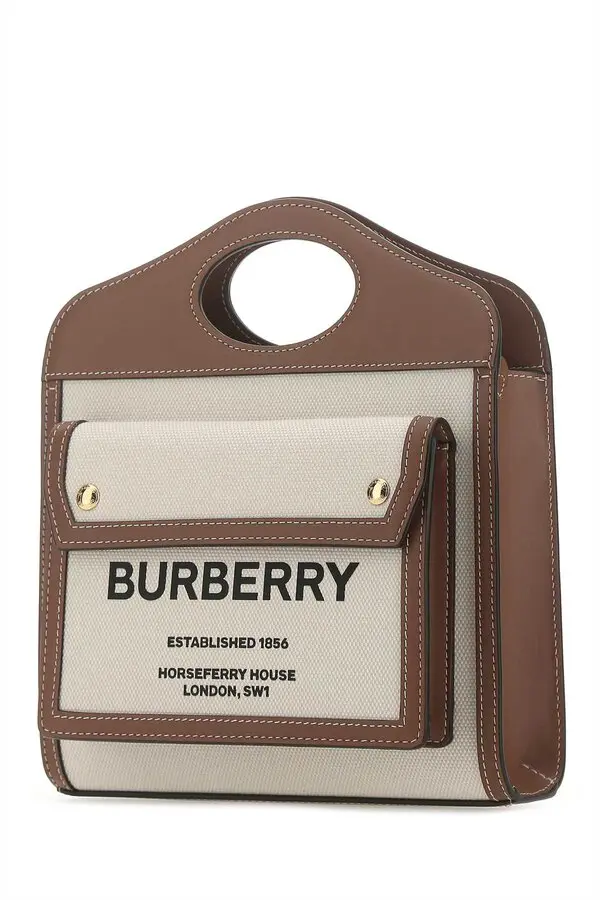 Burberry Two-tone Canvas And Leather Mini Pocket Handbag