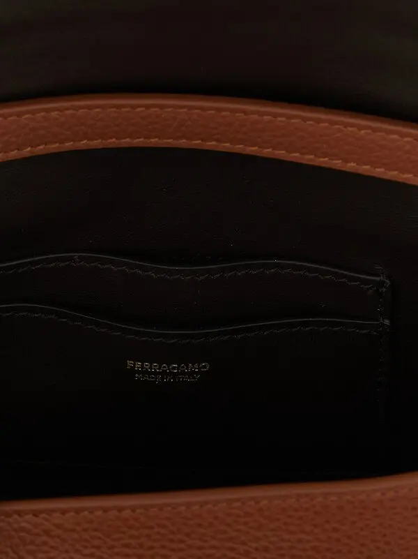 FERRAGAMO Double Gancini Mini Crossbody Bag - Brown