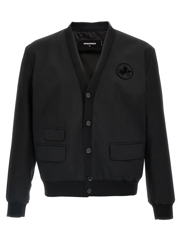 Dsquared2 Worsted Wool Cardigan With Logo Embroidery