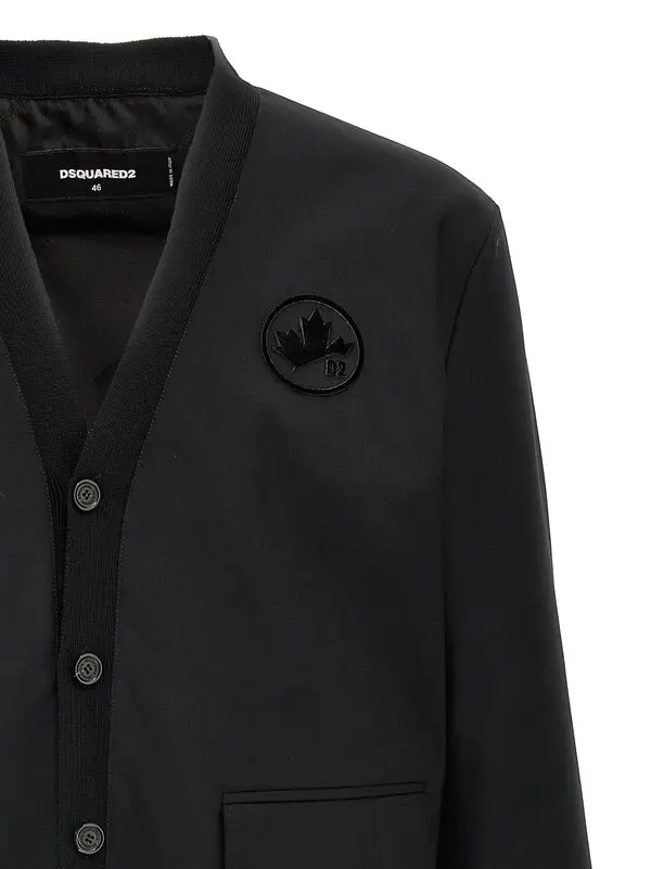 Dsquared2 Worsted Wool Cardigan With Logo Embroidery