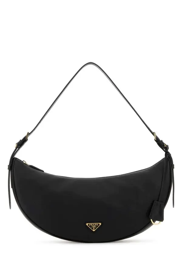Prada Leather Demi-lune Crossbody Bag - Black