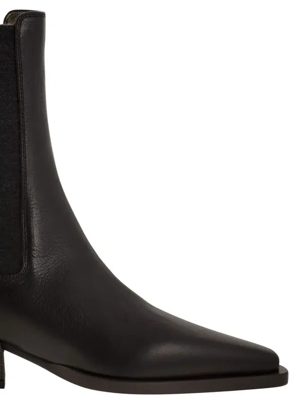 Brunello Cucinelli Classic Leather Chelsea Boots With Embellished Block Heels