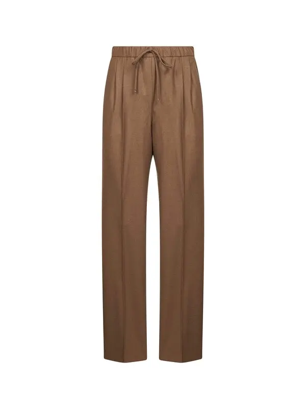 Max Mara Tobacco Stretch Cashmere Gatti Drawstring Trousers