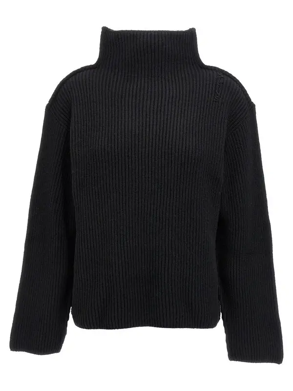 Marni Ribbed High Neck Long Sleeve Sweater - Black