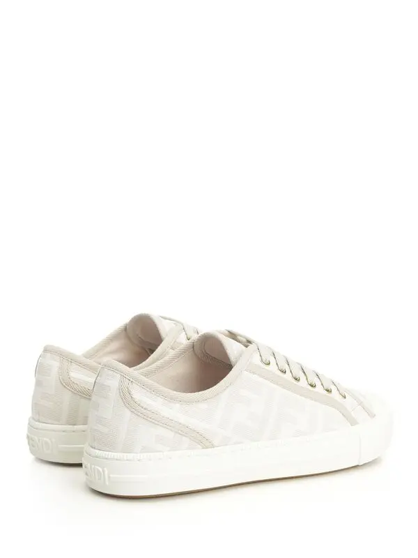 Fendi Domino" Ff Motif Jacquard Sneakers - Cream