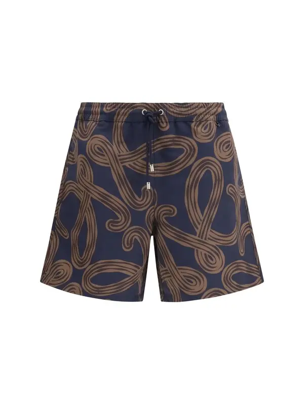 Loewe X Paula's Ibiza Technical Fabric Swim Shorts With Anagram Print - Blue