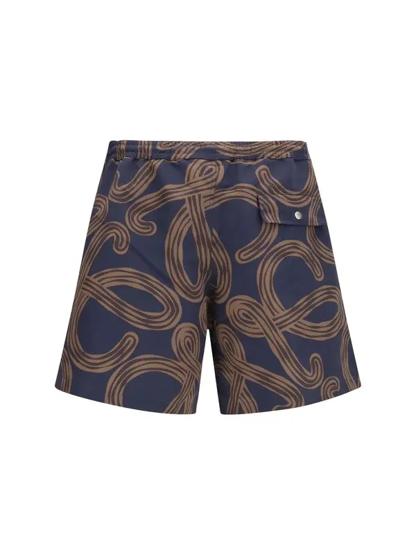 Loewe X Paula's Ibiza Technical Fabric Swim Shorts With Anagram Print - Blue